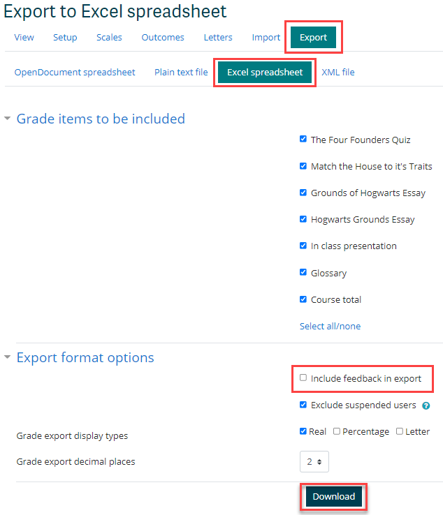 Gradebook – Moodle Orientation