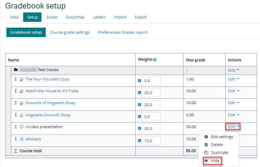 Gradebook – Moodle Orientation